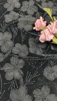 China Beaded Embroiderey 3D Floral Lace Fabric Embroidered Fabric Elegant And Breathe Sequin Lace Fabric Luxury Occasion Fabric for sale
