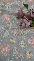 China Sequin Embroidered Fabric Leafy Sequin Floral Breathe Sequin Lace Fabric Luxury Occasion Fabric for sale