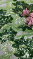 China 100% Polyester 3D Floral Fabric Sequin Elegant Shine Mesh Lace Fabric Luxury Occasion Evening Fabric for sale