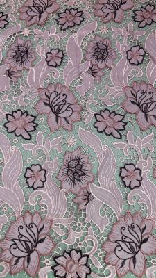 China Pink New Arrival Laser Embroiedered Lace Fabric Sexy Elegant Leafy Evening Occasion for sale