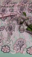 China Pink New Arrival Laser Embroiedered Lace Fabric Sexy Elegant Leafy Evening Occasion for sale