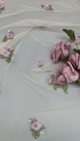 China Beaded Floral Lace Fabric Embroidered Lace Mesh Breathe Fabric Occasion Dressing Birthday Fabric for sale