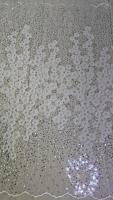 China Polyester Beaded Embroidery Fabric Sequin Lace Spandex White 100% Embroidered Lace Fabric for sale