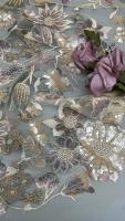 China Evening Dresses Polyester Beaded Embroidery Fabric Sequin Lace Spandex for sale