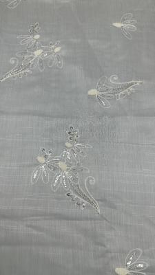 China Leafy Tulle Mesh Fabric Lightweight Breathe and Elegt Sequin Embroidered Lace Fabric for sale