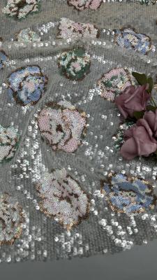 China Sequin Embroidered Lace Fabric Shining 100% Polyester Sequin Lace Fabric for sale