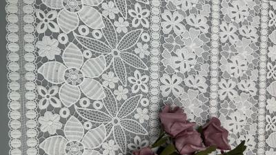 China White Floral Lace Fabric Embroideded Eyelet Fabric Soft and Elegant for Dressmaking for sale
