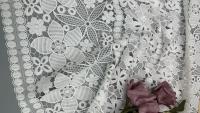 China White Floral Lace Fabric Embroideded Eyelet Fabric Soft and Elegant for Dressmaking for sale