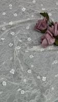 China White French Chantilly Lace Fabric Luxury Sequin Lace for Evening Gowns and Couture Designs for sale