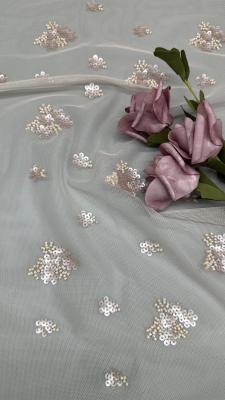 China Luxury Sequin Beaded Embroidered Fabric Lace Fabric For Couture Occasion for sale