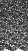China Black Leafy Embroiedered Fabric with Laser irregular Edges Sheer Romantic Lace for Wedding Veils and Dresses for sale