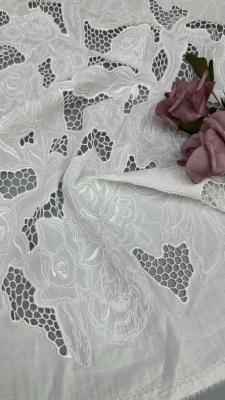 China White Hollow-up Embroidered Lace Fabric Laser Tech For Wedding Dress for sale