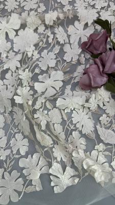 China Elegant Floral Lace Mesh Ground for Dressmaking Gowns Soft Lightweight for sale