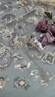 China Mesh Ground Sequin Embroieded Lace Fabric For Elegant Breathe Dinner Gowns Fabric for sale