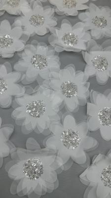 China French Chantilly Lace Fabric For Mesh Breathe 3D-Floral Premium Lace Sequin Fabric Luxury for sale