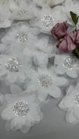 China French Chantilly Lace Fabric For Mesh Breathe 3D-Floral Premium Lace Sequin Fabric Luxury for sale