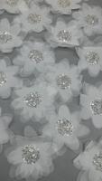 China French Chantilly Lace Fabric For Mesh Breathe 3D-Floral Premium Lace Sequin Fabric Luxury for sale