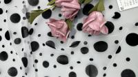 China Printed Lace Fabric Spotted Patten Mesh Ground For Gowns Breathe Design for sale