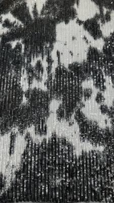 China Black And White Sequin Embrroidered Fabric Elegant For AW Season For Ladies Party for sale