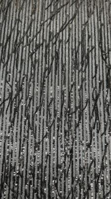 China Rope Stripe Sequin Embrroidered Fabric Mesh Ground Breate Elegant For Evening Dress for sale
