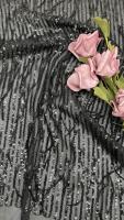 China Rope Stripe Sequin Embrroidered Fabric Mesh Ground Breate Elegant For Evening Dress for sale