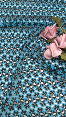 China Cotton Embrroidered Fabric Blue And White Knitted Hollow-up For New Collection For Gowns for sale