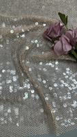 China Leafy Luxury Sequin Lace Embroidered Fabric Elegant And Breathe For Evening Occasion for sale