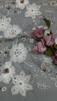 China Leafy Mesh Ground Embroidered Sequin Fabric Floral Bead For East Culture Occasion for sale