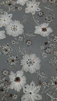 China Leafy Mesh Ground Embroidered Sequin Fabric Floral Bead For East Culture Occasion for sale