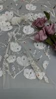 China Bead Luxury Leafy Mesh Ground Embroidered Sequin Fabric Floral  For East Culture Occasion for sale