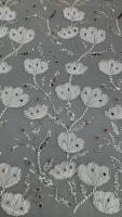 China Bead Luxury Leafy Mesh Ground Embroidered Sequin Fabric Floral  For East Culture Occasion for sale