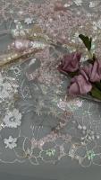 China Beaded Embroidery Mesh Ground Sequin Fabric  Embroidered Floral Elegant Beautiful Occasion for sale