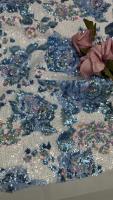 China 100% Polyester Colorful Sequin Embroidered Fabric Floral Luxury French Style for sale