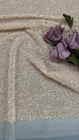 China Shimmering Sequin Luxury Fabric For Gowns 100% Polyester Sequin Embroidered Fabric for sale
