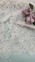 China White Floral Pleated Lace Fabric for Gowns Mesh Ground High Intricate Embroidery Wedding Dresses for sale