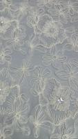 China Mesh White Floral Pleated Lace Fabric for Gowns High Intricate Embroidery Wedding Dresses for sale