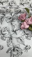 China White And Black Floral Embroiedered Lace Fabric for Womens Luxury Tulle Mesh Fabric for sale