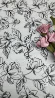 China White And Black Floral Embroiedered Lace Fabric for Womens Luxury Tulle Mesh Fabric for sale