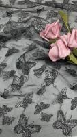 China Butterfly Luxury Chemical Lace Fabric Romantic Lace for Wedding Couture Black Mesh Dresses for sale