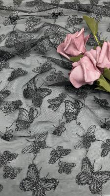China Butterfly Luxury Chemical Lace Fabric Romantic Lace for Wedding Couture Black Mesh Dresses for sale
