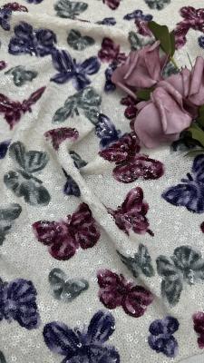 China Butterfly Sequin Embroidered Fabric Mesh Lace New Collections for Garments Gowns Fashion Design for sale