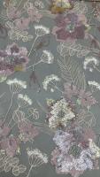 China New Collection Sequin Embroidered Fabric Floral Mesh Ground for Garments Gowns Fashion Design for sale