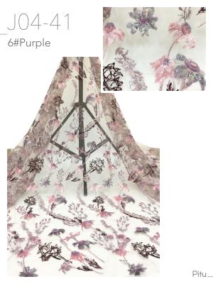 China Leafy Eest Culture Sequin Embroidered Fabric 3D Floral Mesh Ground For Ladies Gowns Luxary Fabric for sale