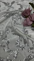 China Leafy Sequin Lace With Scattered Legance Meets Subtle Gla Sequins Textural Emour For Custom High-Fashion Gowns for sale