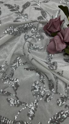China Leafy Sequin Lace With Scattered Legance Meets Subtle Gla Sequins Textural Emour For Custom High-Fashion Gowns for sale