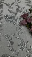 China Leafy Sequin Lace With Scattered Legance Meets Subtle Gla Sequins Textural Emour For Custom High-Fashion Gowns for sale