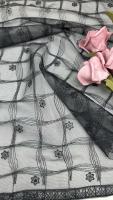 China Luxury Embroidered Mesh Lace Sheer Soft Tulle With Delicate Floral Stitching For Elegant Evening Gowns for sale