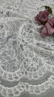 China Handmade Floral Embroidery On Lace Artistic Detailing Tulle Mesh Fabric For Wedding Dresses for sale