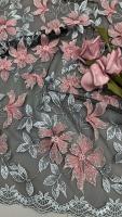 China Embroidered Lace With Floral Details Deeply Textured Fabric For Dramatic High-Fashion Evening Gowns for sale