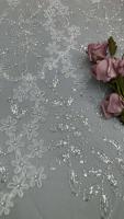 China Leafy Tulle Lace With Embroidered Sequin Mesh Bead For Sheer Elegance Ornate Texture And Shine For Couture And Luxury Dresses for sale